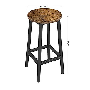 VASAGLE Bar Stools, Set of 2 Bar Chairs, Steel Frame, 25.6 Inch Tall, for Kitchen Dining, Easy Assembly, Industrial Design, Rustic Brown and Black ULBC32X