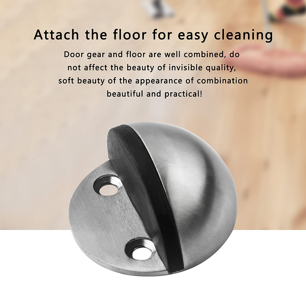 Techoln 4 Pack Door Stoppers, 3M Adhesive Door Holder Door Stop, Stainless Steel Door Stop for Home Hotel, Snowboard Hanger, No Need to Drill Floor Door Stop
