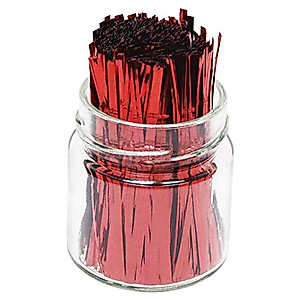 Mini Skater 6 Inches 800 Pieces Metallic Plastic Twist Ties Bag Ties for Cellophane Party Bag (800, Red)
