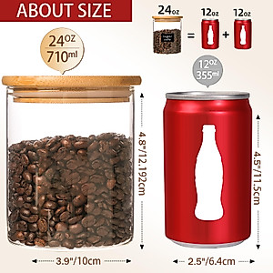 GoldArea 6 Pack Glass Jars, 24 oz Glass Food Storage Containers with Airtight Bamboo Lids, Spice, Cookie, Candy Jar, Canister Sets for Kitchen Counter, Containers for Pantry Organization and Storage