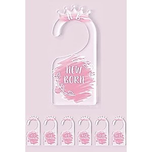 OneDream Baby Closet dividers Hanger separators - Set of 7 Baby Clothes dividers for Closet from Newborn to 24 Months, Acrylic Infant Clothes Divider (Pink)