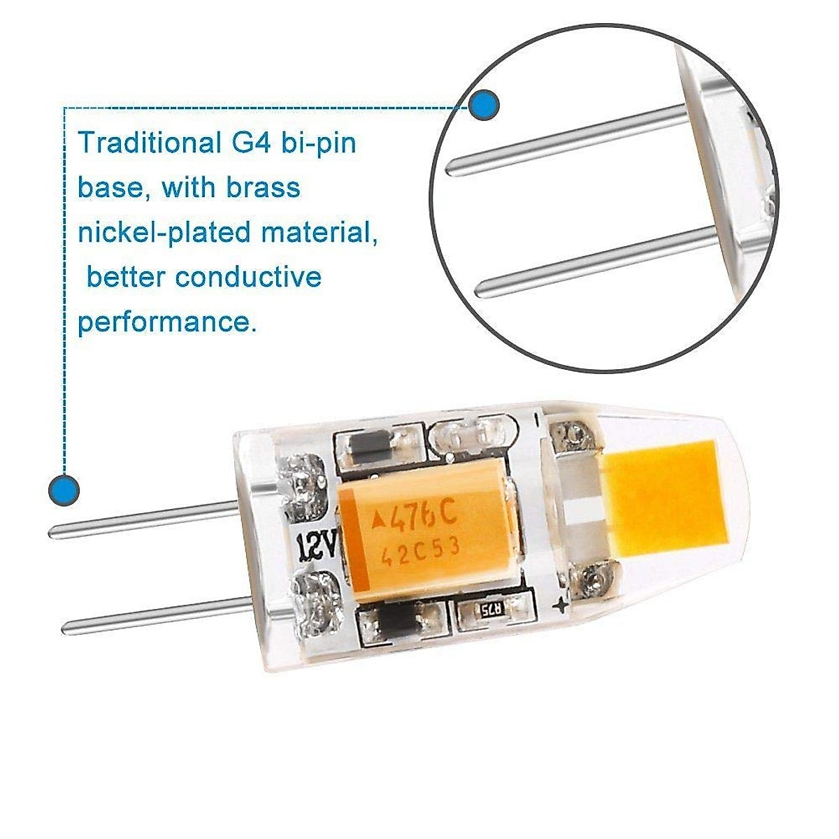 Lxcom Lighting G4 LED Bulb 1W 12V LED Light Bulb T3 10W Halogen Replacement Bulb G4 Bi-Pin Base Warm White 3000k No Flicker for Landscape Lighting,10 Pack