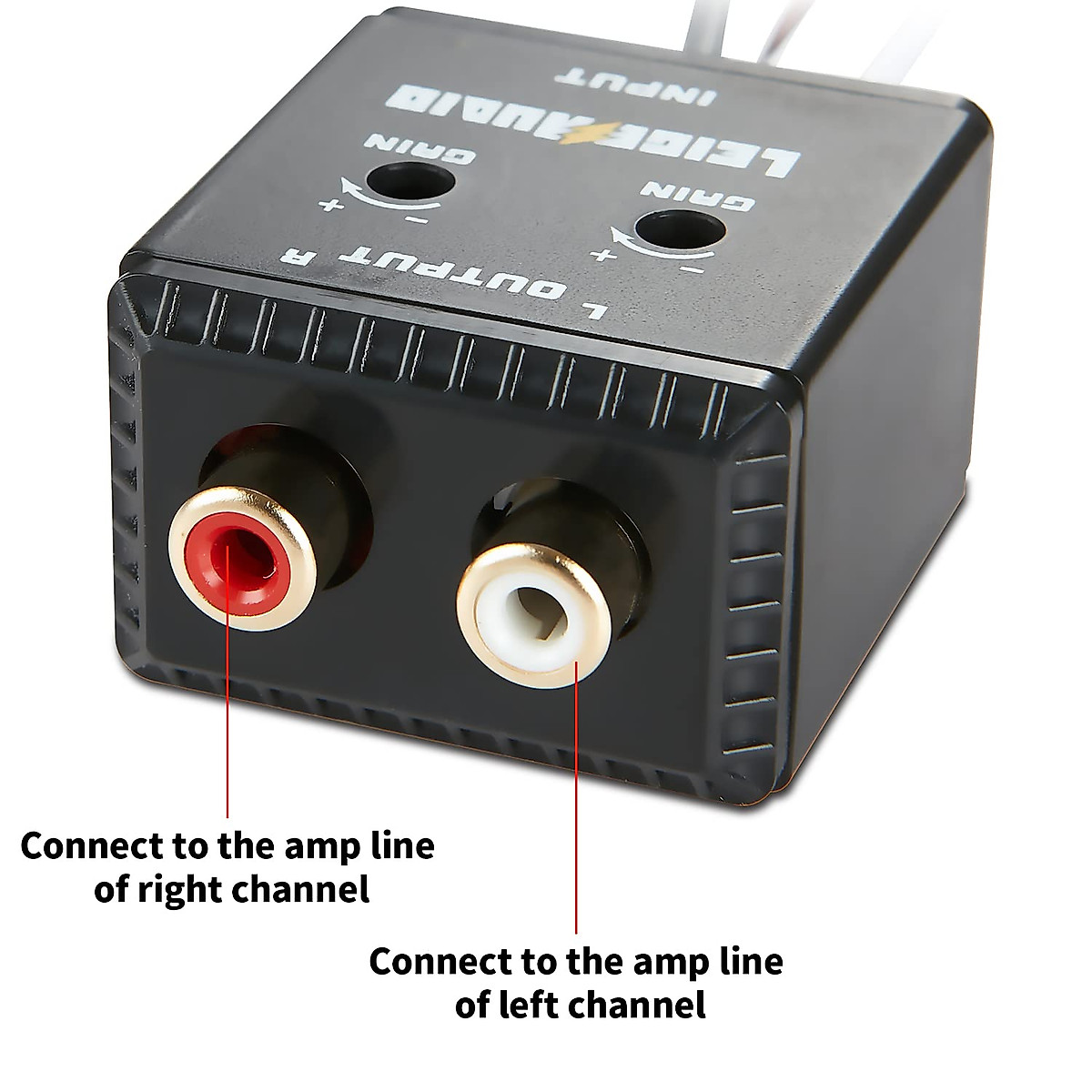 LEIGESAUDIO Car Stereo Hight to Low Converter,2 Channel Line Output Convertor with Remote Turn On RCA Car Line Converter Output Adapter - Black