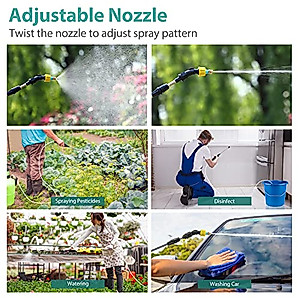 SideKing Battery Powered Sprayer Wand, 23.6" Telescopic Wand with 10FT Hose for Gardening (3 Nozzles)