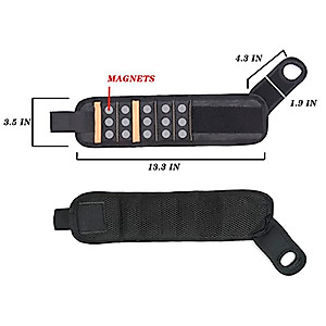Gift for Men Women Magnetic Wristband, Magnetic Wrist Band Perfectly Fixed Tool Belt Outdoor, 15 Strong Magnets Wristband for Holding Screws, Nails and Drilling Bits, Gift Ideas