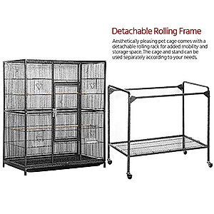 Topeakmart 63-Inch Wrought Iron Large Parrot Bird Cage Cockatiel Conure Mid-Sized Parrot Cage