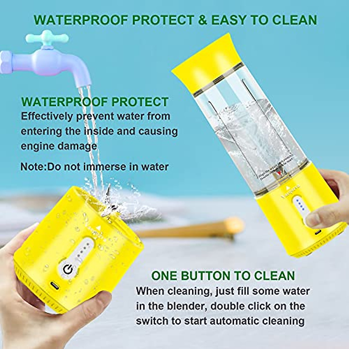 Portable Blender for Shakes and Smoothies, USB Rechargeable Vaeqozva Pro 17 Oz Bottle Large Capacity Waterproof Mini Blender, Personal Size Jucier for Travel, Home