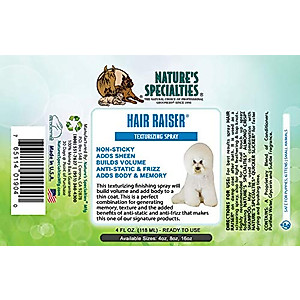 Nature's Specialties Hair Raiser Dog Texturizing Spray for Pets, Natural Choice for Professional Groomers, Builds Volume, Made in USA, 8 oz