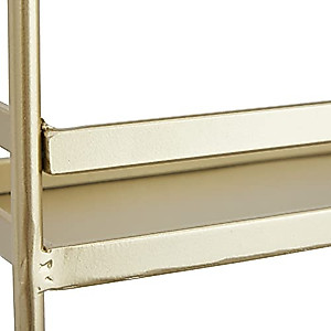 CosmoLiving by Cosmopolitan Metal Rectangle Wall Shelf with Hooks, 20" x 5" x 20", Gold