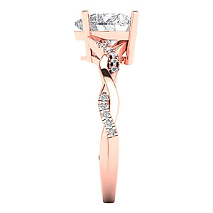 2.1 Ct Brilliant Heart Cut Clear Simulated Diamond 14K Rose Gold Solitaire with Accents Engagement Promise Bridal Ring Size 7