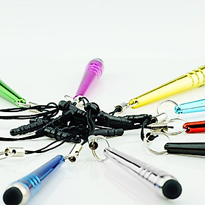 Stylus Pen Bundle 12 Pack/Short Stylus Pens with 3.5mm Jack Connector - Compatible with All Capacitive Touchscreen Devices - for iPad, iPhone, Samsung Phones, Tablets, Android Tablets and More