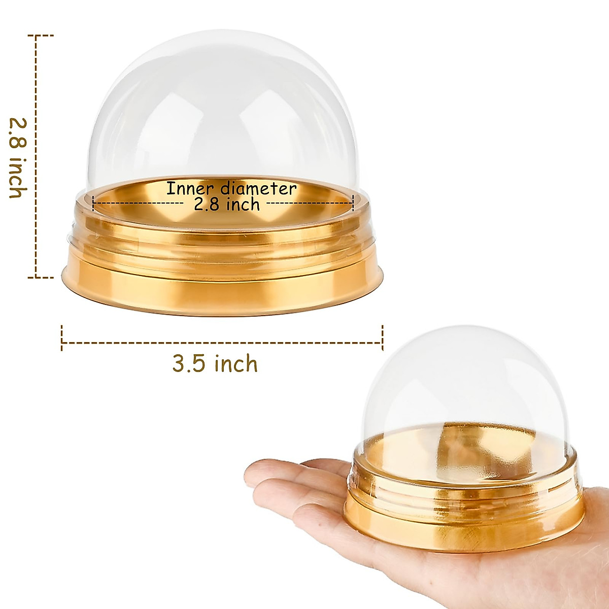 TOFLEN 50 Pack 3 Inches Gold Charcuterie Domes with Clear Lids, Plastic Hot Cocoa Bomb Boxes, Individual Party Dessert Display Charcuterie Domes for Catering Event Wedding