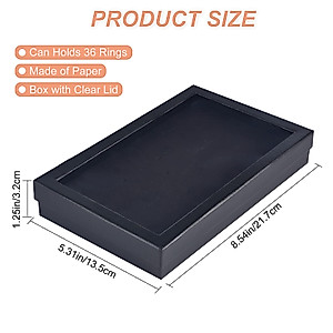 SUNNYCLUE 1Pc 36 Slots Ring Showcase Display Box Ring Organizer Boxes Rings Holders Insert Display Trays Transparent Packing Box for Business Selling Shows Jewelry Rings Earrings Storage Supply