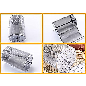 Falytemow Stainless Steel Rotisserie Grill Roaster Drum Oven Basket Oven Roast Baking Rotary for Peanut Dried Nut Coffee Beans BBQ 5.51 x 10.43 inch (14x26.5cm)