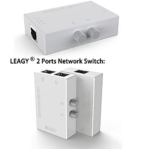 LEAGY 2 Ports Network Switch Splitter Selector Hub 2-in 1-Out or 1-in 2-Out 100M