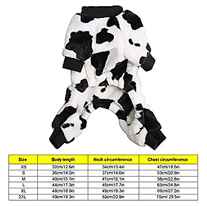 Winter Dog Pajamas Cute Milk Cow Polyester Cotton Dog Hoodie Plush Puppy Clothes Soft Pet Jumpsuit Winter Coat S