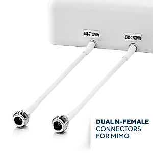 4G LTE Panel MIMO Antenna Kit, Fixed Mount Wide Band MIMO Antenna with Dual Cable SMA Cable Adapters and Mounting Kit, Frequencies 800-2700MHz, 2 x 8dBi Gain