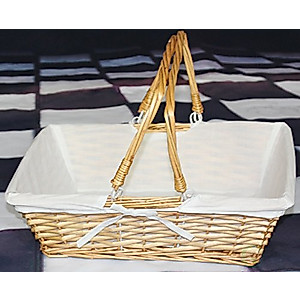 Vintiquewise(TM) Rectangular Willow Basket with White Fabric Lining