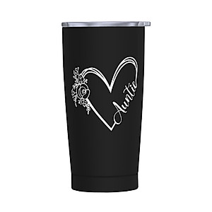 Yipaidel 20oz Stainless Steel Rose Tumbler - Vacuum Insulated Mug with Lid, Inspirational Auntie Gifts for Mom/Sister/Best Friend, Motivational Coworker Gifts for Mothers Day Christmas (Auntie Rose)