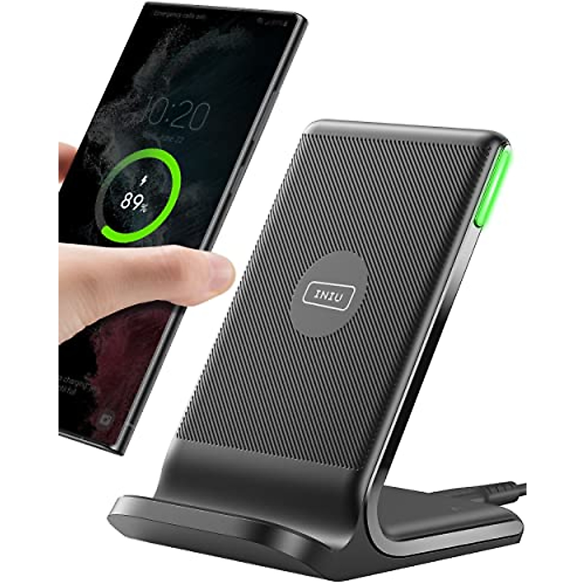 INIU 15W Fast Wireless Charging Stand+USB C Charger 30W PD QC 3.0 Dual Port Type C Charger Fast Charging Block