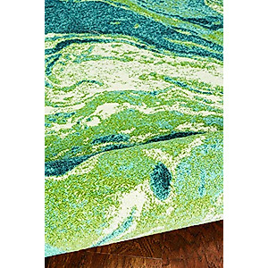 Kas Rugs Watercolors Mid-Century Abstract Area Rug - Teal 6'7" x 9'6"