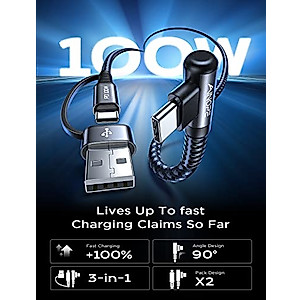 AINOPE 100W USB C to USB C Cable 2-Pack 6.6ft Type C Charger Fast Charging Cable USBC to USBC Cable Right Angle PD4.0 QC5.0 fit for MacBook Pro/Air iPad Pro/Air Samsung Galaxy