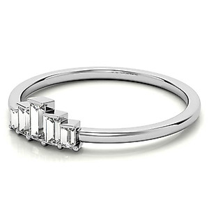 Baguette Cut Moissanite Wedding Band, Engagement Bridal Band, Stackable Matching Dainty Comfort Fit Handmade Jewelry Anniversary Ring