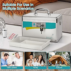 Glosen Medicine Lock Box,locking medicine box, Security Lock Boxes【Small】 10x6.7x6.7 Inch,lock box, First Aid Key Safe Box,Lock Box for Medication