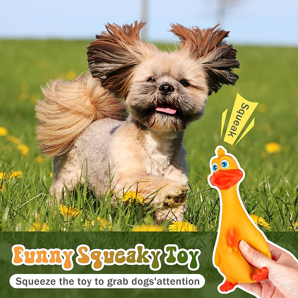 Wettarn 9 Pack Latex Squeaky Dog Toys 7 Inch Soft Rubber Dog Chew Toy Animal Standing Stick Puppy Fetch Interactive Play Assorted Animal Accessories for Small Medium Large Pet(Classic)