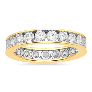 Jewelili 10K Yellow Gold 3MM Round Cubic Zirconia Ring, Size 7