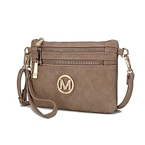 MKF 2 in 1 Crossbody Bags for Women, Wristlet Purse - Ladys Small PU Leather Messenger Handbag - Adjustable Strap Tan