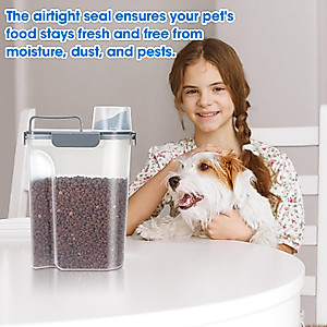 TBMax Large Cat Food Storage Container, Portable Dog Food Container with Upgraded Large Spout and Cup, Travel Pet Food Storage Dispenser for Small Animal Kibble Storage, Bird Seed Container - Grey