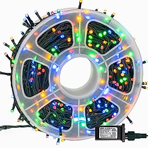 FUNPENY 164FT 500 LED Christmas Indoor Outdoor Decorative String Lights, 8 Modes Waterproof Green Wire LED Fairy Light for Xmas Party Wedding Garden Home Decoration (Multi-Colored)
