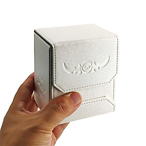Zoopin Leather Deck Box-White for Collectible Cards-MTG,Yugioh,Pokeman,TES Legacy,Munchkins CCG Decks and Also Small Tokens or Dice- Hold 80 Sleeved Cards or 150 Naked Cards …