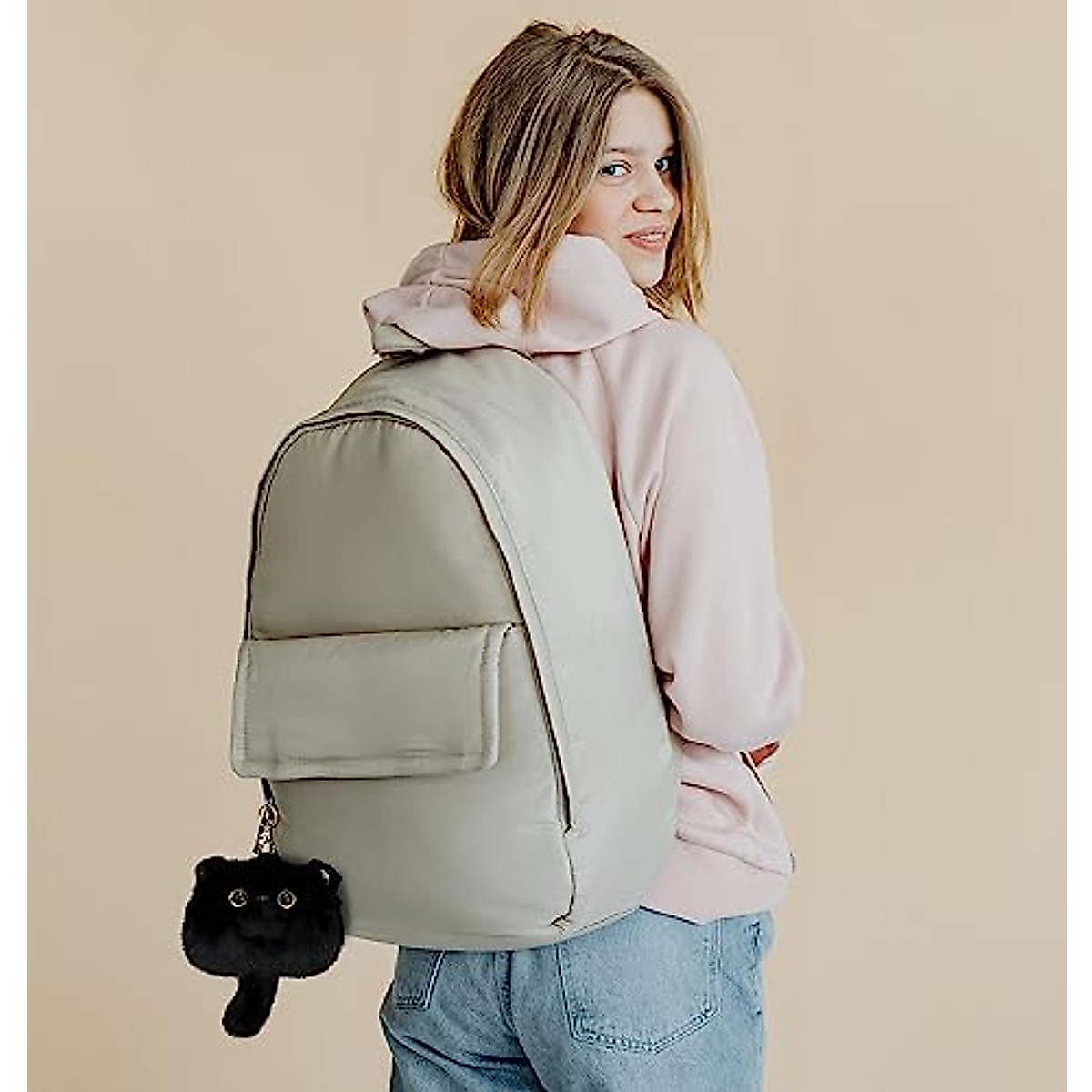 HUIJUFU Cute Black Cat Plush Keychain - Cat Coin Purse for Women