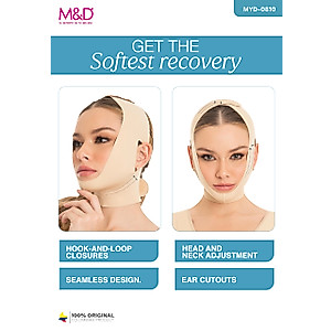 M&D Face Slimming Chin Strap Lipo Compression Garment Mentonera Postquirúrgica Facial Beige M