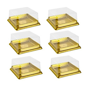 50 Pack of Gold Cake Pans,bottom 3 inch X height 1-1/2 Clear plastic mini cake box muffins cookies wedding birthday gift