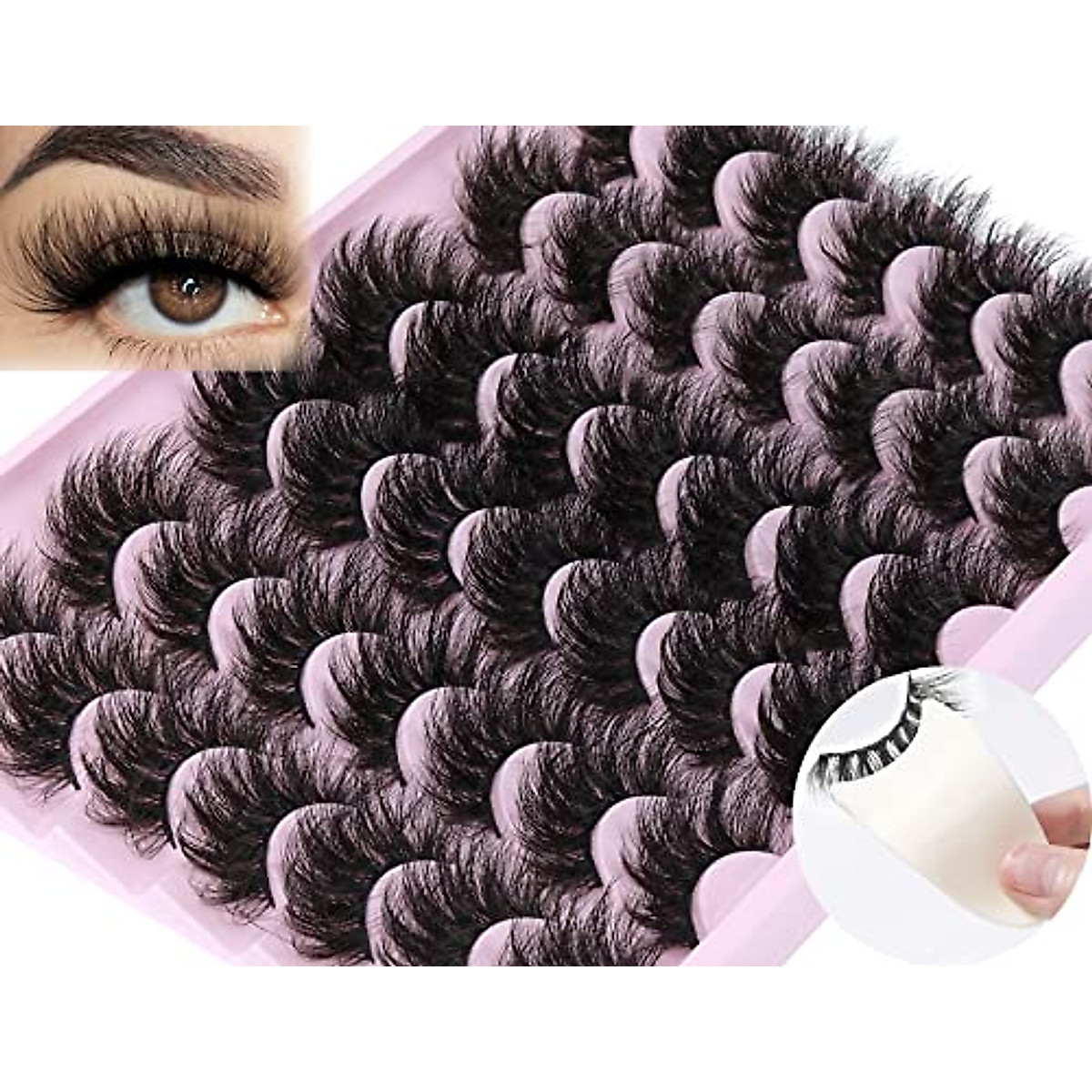 Mink Lashes Fluffy False Eyelashes Dramatic Mink Lashes with False Eyelash Applicator 3D Curly Fake Eyelashes 18-22mm 3 Different Style 21 Pairs Eye Lashes Pack by FANXITON