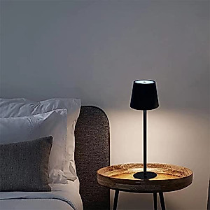 IMQSQIK Cordless Table Lamps USB Rechargeable Simplicity Desk Lamp Built-in 4600 mAh Battery LED Battery Operated lamp with Touch Control Table lamp - Bedroom/Desk/Reading/Patio(Black)