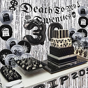 30th Birthday Decorations Set Rip to My 20s Birthday Decorations Death to My 20s Balloons Banner Fringe Foil Curtains Dearth to My Twenties Sash for My Funny Thirtieth Birthday Party