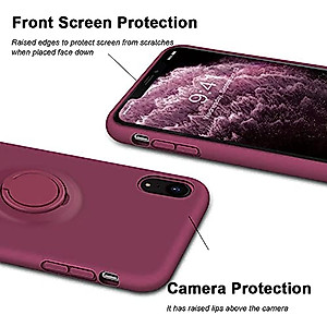 Vooii for iPhone XR Case with Kickstand | Baby Grade Liquid Silicone | 10ft Drop Tested Protective, Microfiber Lining Shockproof Full-Body Cover Case for iPhone XR (WineRed)
