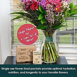 FloraLife Fresh-Cut Flower Food - Sachet Multi-Nutrient & Hydration Solution - 25 Packets