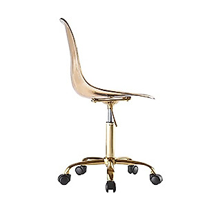 Urban Shop Acrylic Rolling Desk Chair, Tan 21.25D x 19.68W x 34H Inch