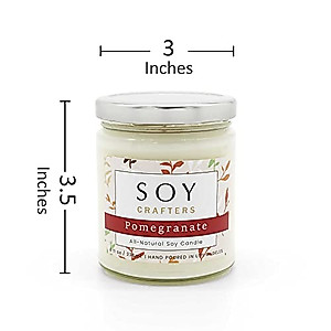 SOY CRAFTERS Pomegranate Scented Soy Candle for Home, Natural Soy Candles Scented, Pomegranate with Tart Red Fruits and Florals | 9oz Jar