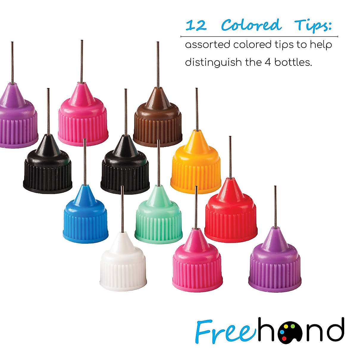 Precision Tip Applicator Bottle Four 1 Oz. Bottles and 12 Tips for Multi-Purpose Use