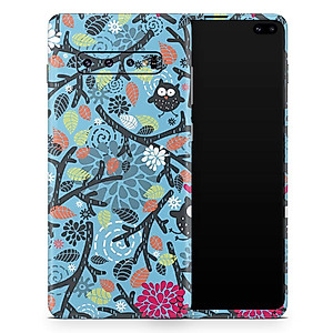 DesignSkinz Blue and Black Branches with Abstract Big Eyed Owls Protective Vinyl Decal Wrap Skin Cover Compatible with The Samsung Galaxy S20 (Screen Trim & Back Glass Skin)