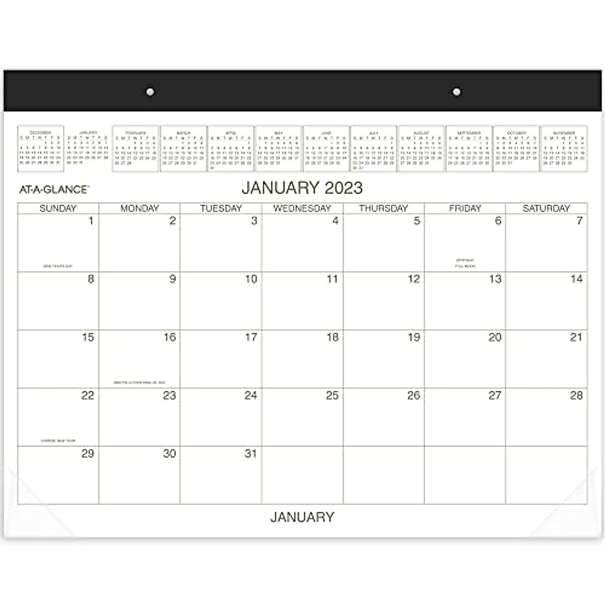 AT-A-GLANCE 2023 RY Two Color Monthly Desk Pad, Large, 21 3/4" x 17"