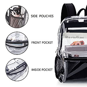 Keke Int'l Clear Backpack Heavy Duty PVC Clear Backpack, 40lbs(Black)