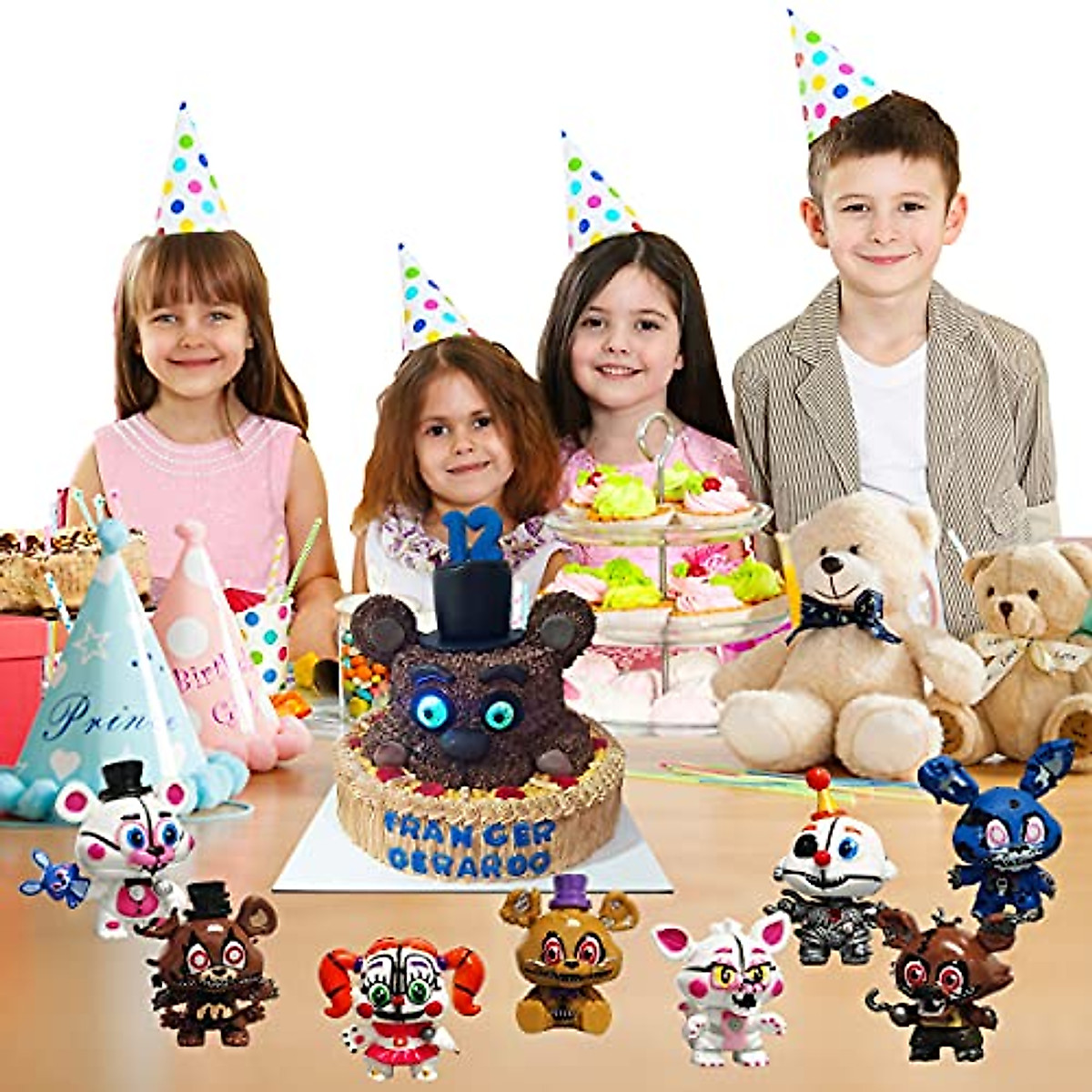 OULUN Birthday Party Cake Toppers For Five Nights at Freddy's, Kids Birthday Party Cake Decorating Supplies（8pcs）
