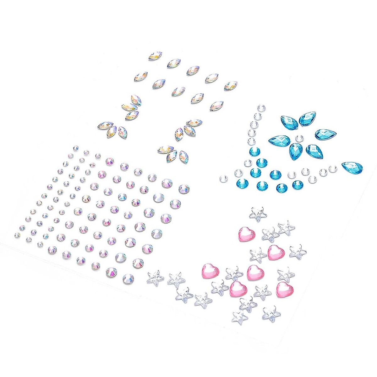 Fstrend Glitter Rhinestones Face Gems Mermaid Body Stickers Crystals Face Jewels Tattoo Sticker Clubwear Party Rave Festival Body Jewelry for Women and Girls(4 Pcs)